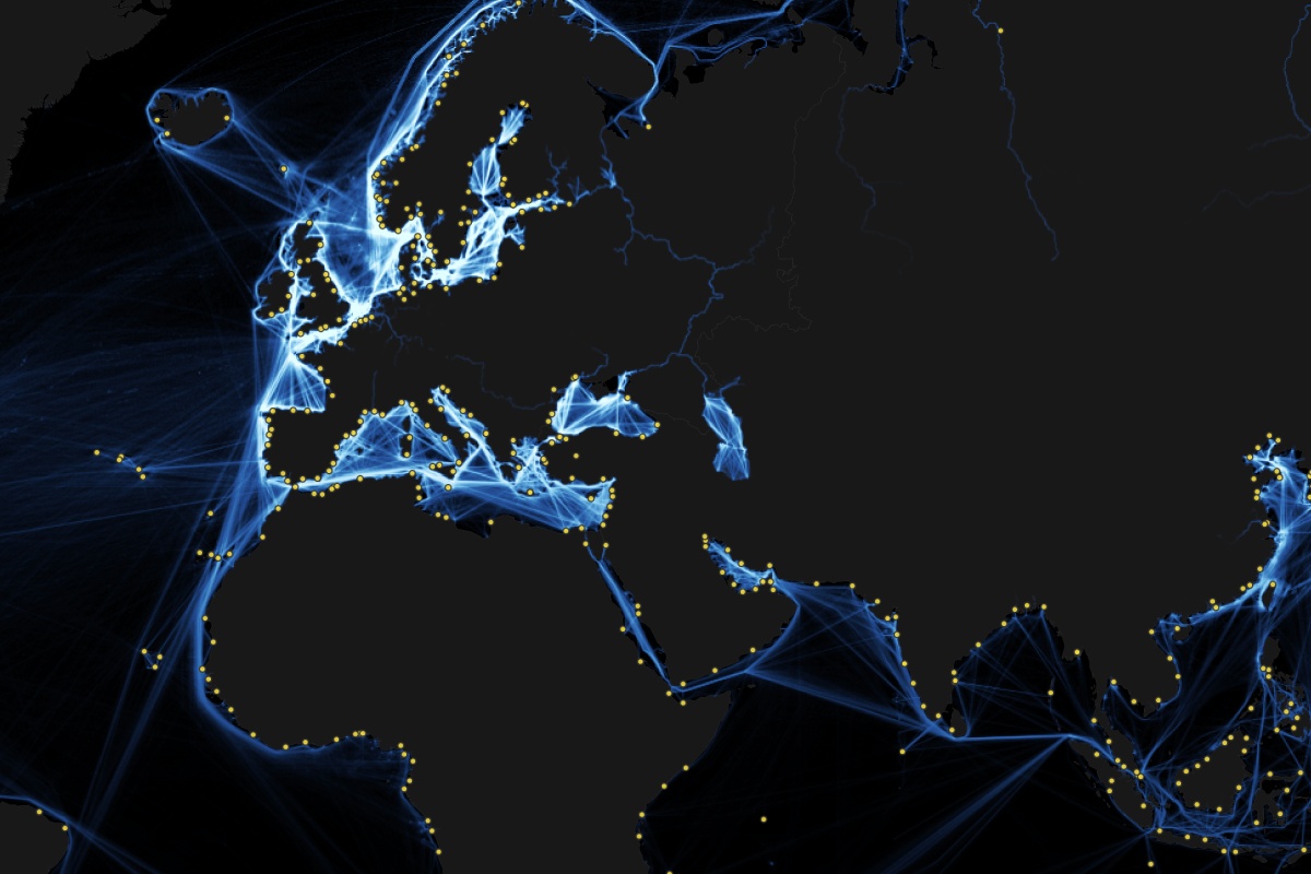 Commercial Shipping Routes - Felt Map Gallery