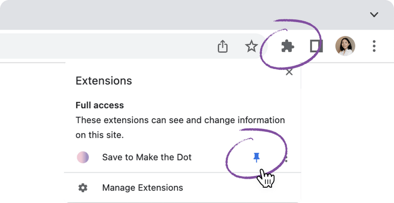 Extension Pre-login | Save to Make the Dot