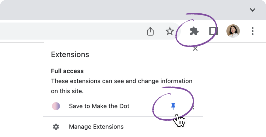 Extension Pre-login | Save to Make the Dot