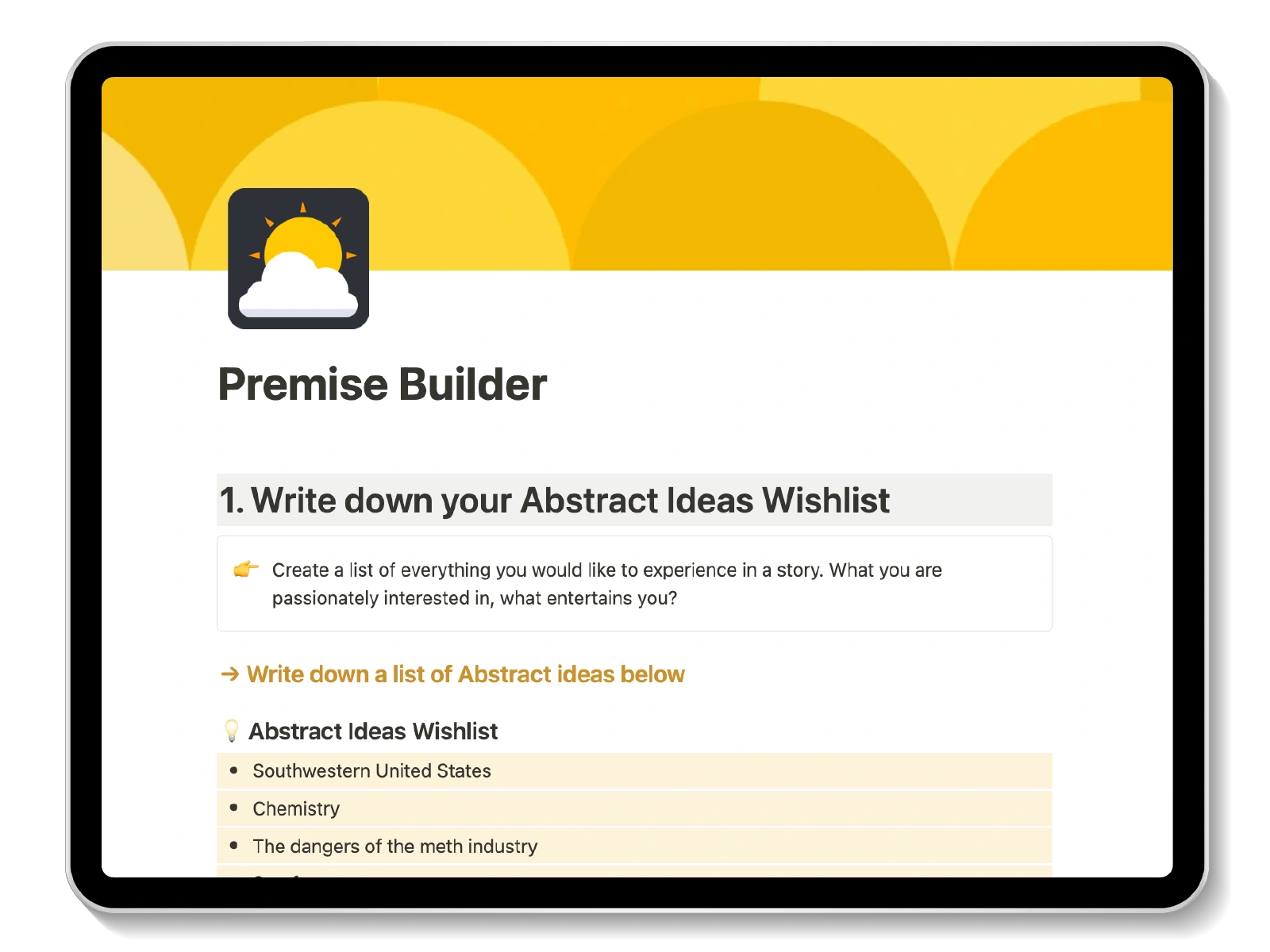 Premise Builder | Notion Worksheet | StoryFlint