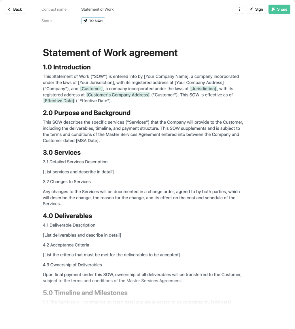 Statement Of Work SOW Template Free To Use