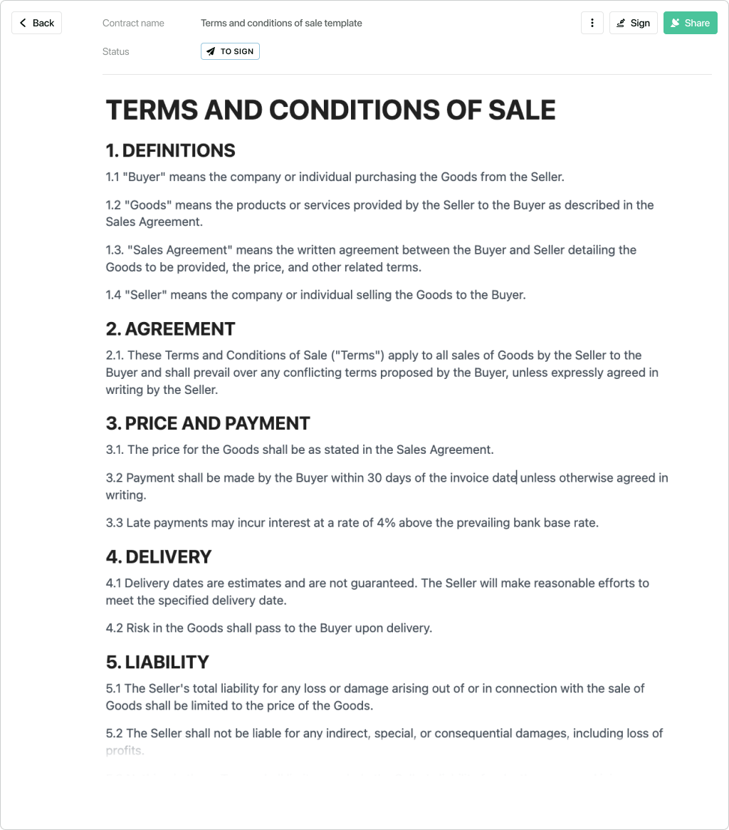 Terms And Conditions Of Sale Template Free To Use