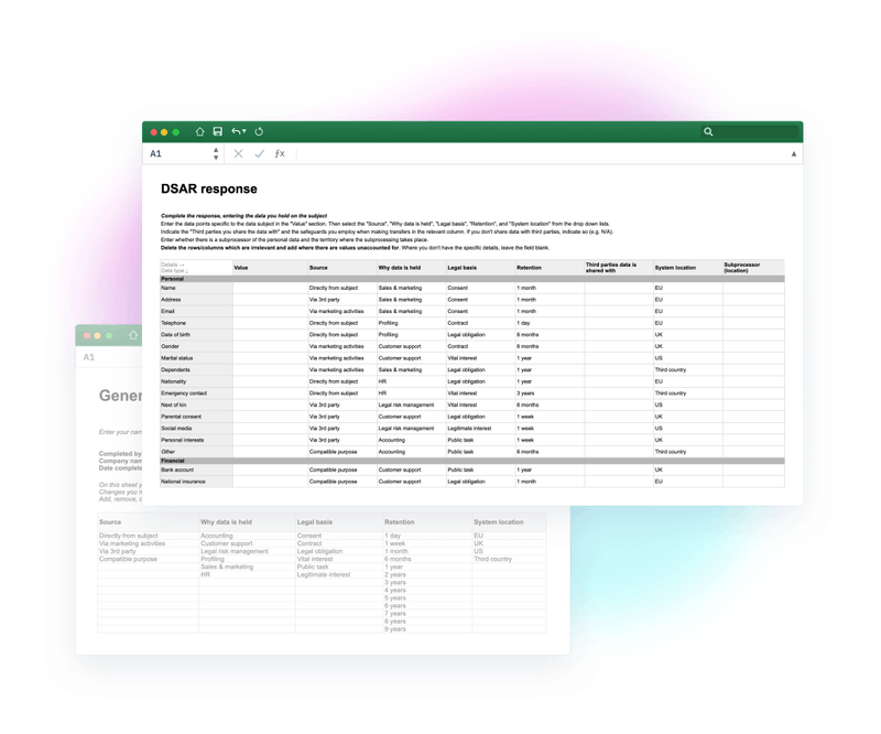 DSAR response template