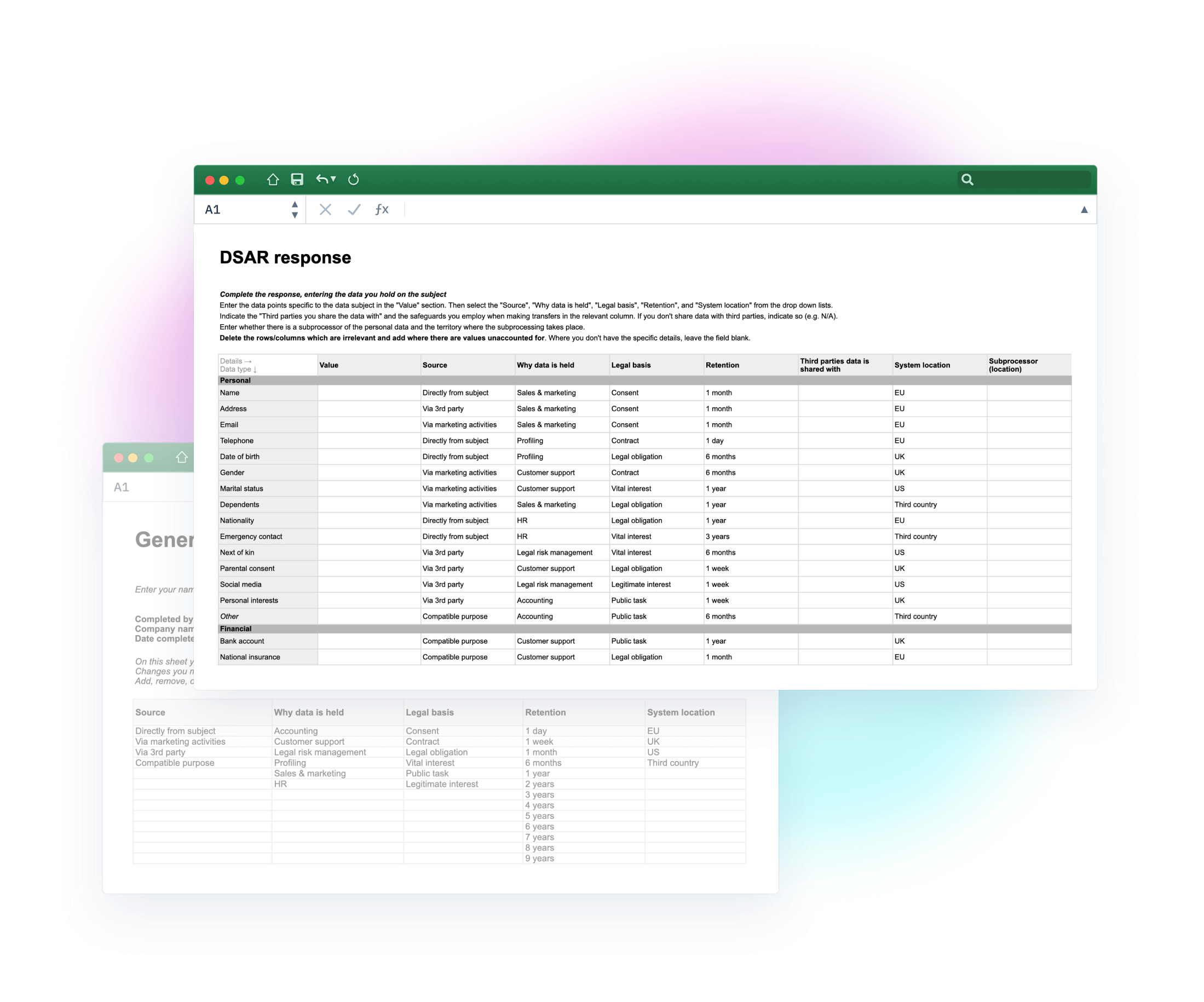DSAR response template