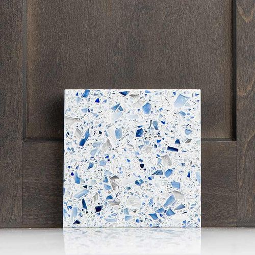Kashmir Blue Color Recycled Glass Countertop Sample | Curava