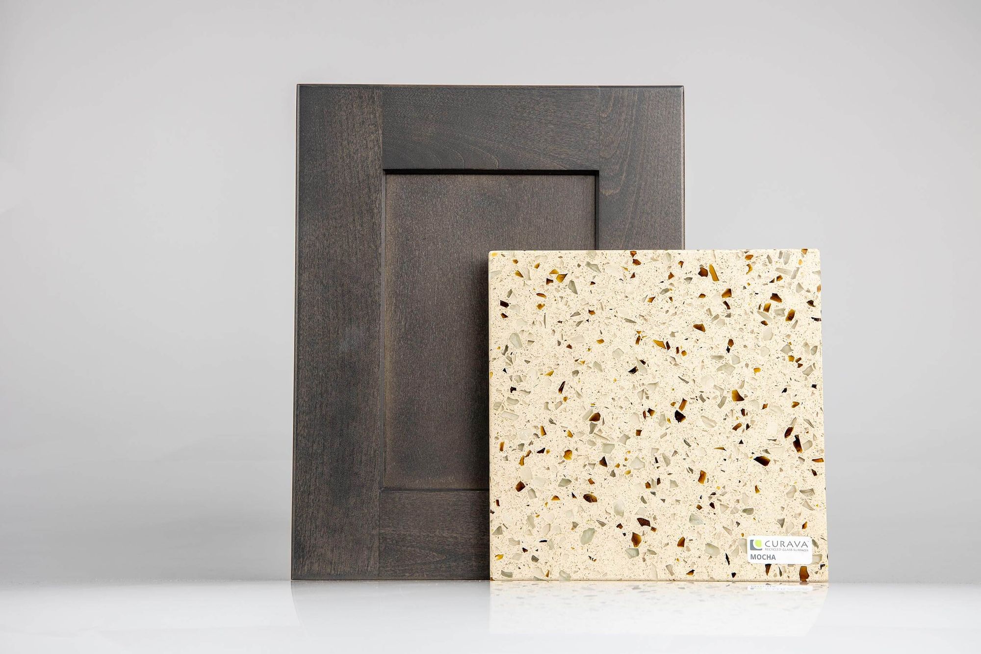 Mocha Recycled Glass Countertop Samples | Curava
