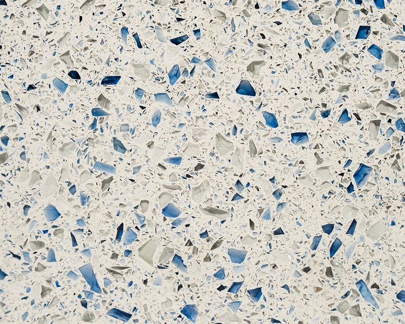 Kashmir Blue Color Recycled Glass Countertop Sample | Curava