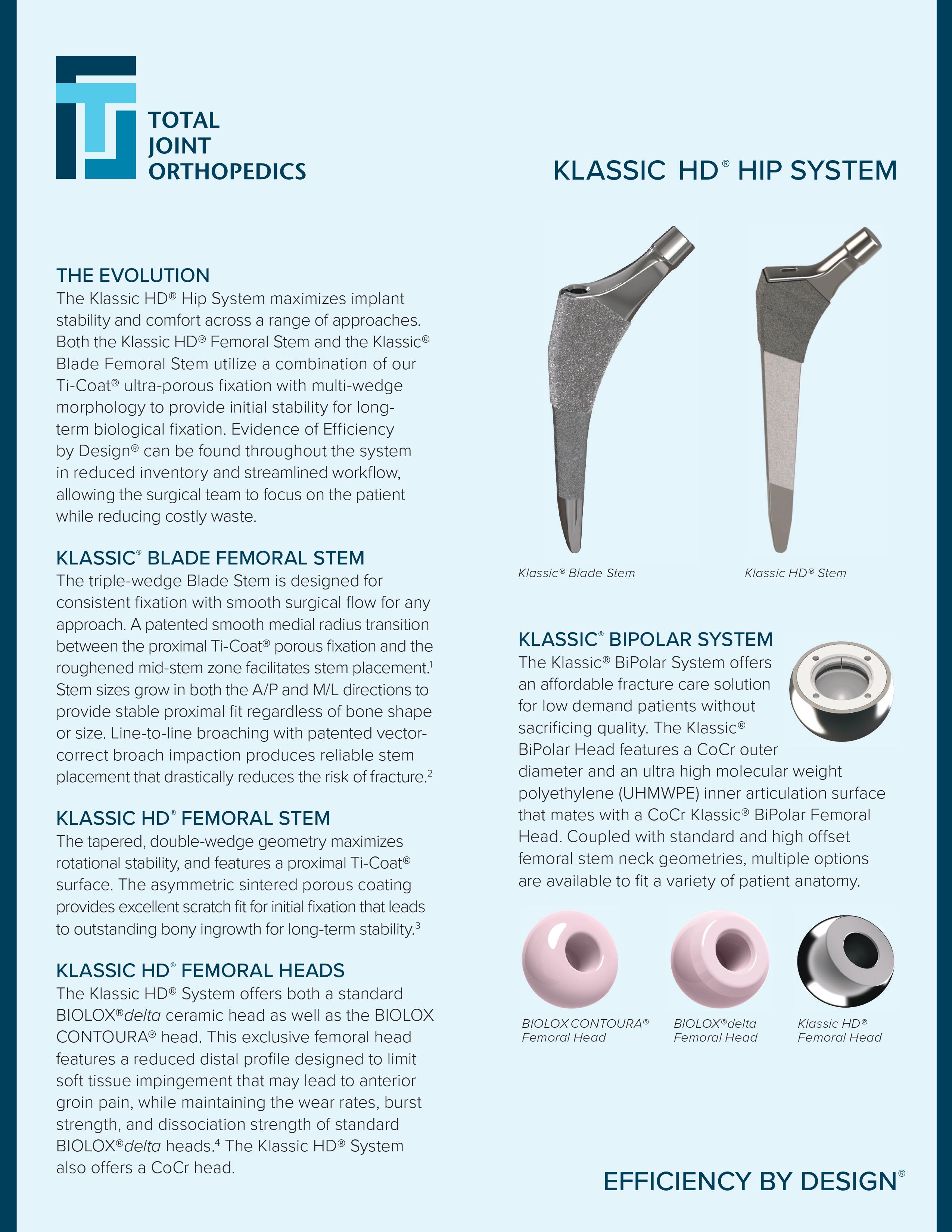 KLASSIC HD® HIP SYSTEM | Total Joint Orthopedics