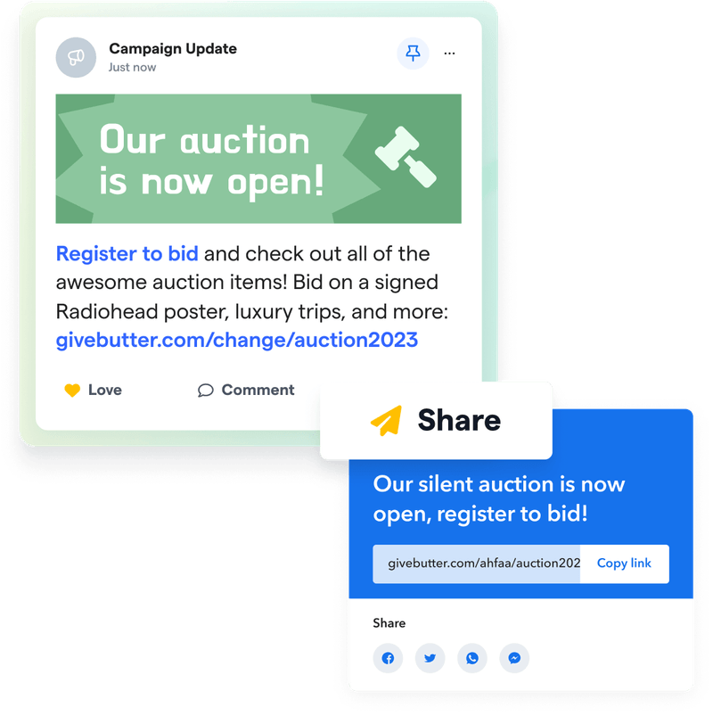 Share Fundraising Announcements & Milestones | Givebutter