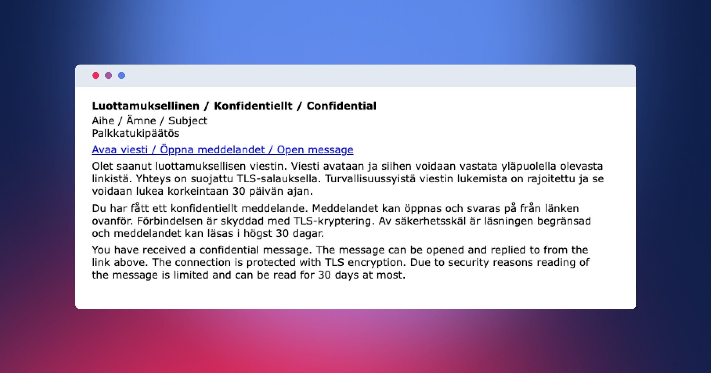 Confidential message notification steals users credentials using ...