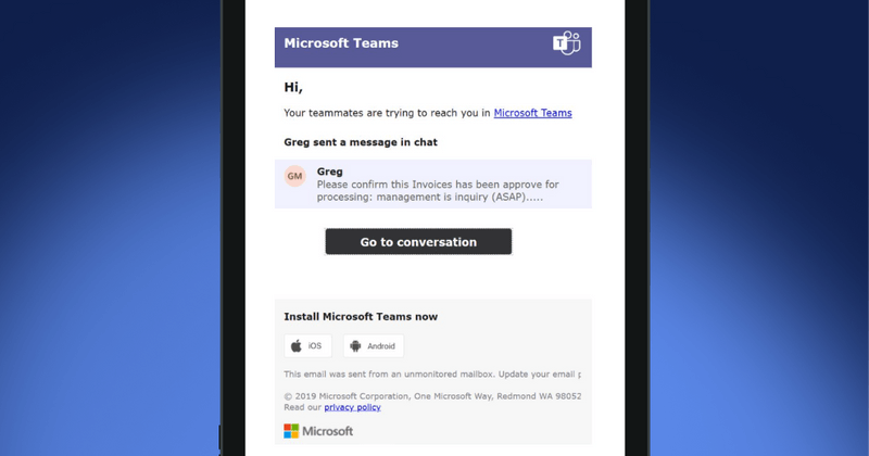 Microsoft Teams impersonation - fake notification of teammates trying ...