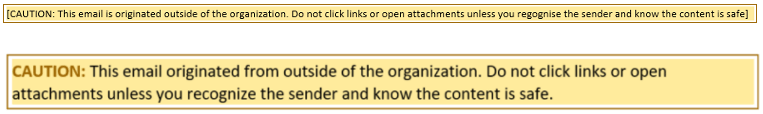 External email warning banner phish - Hoxhunt