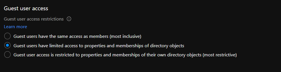 Default Guest settings Azure AD - Hoxhunt