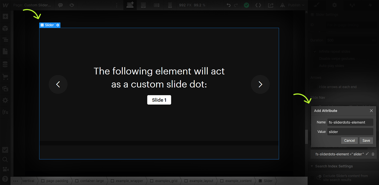 Slider Dots - Customize slider dots for native Webflow Slider component