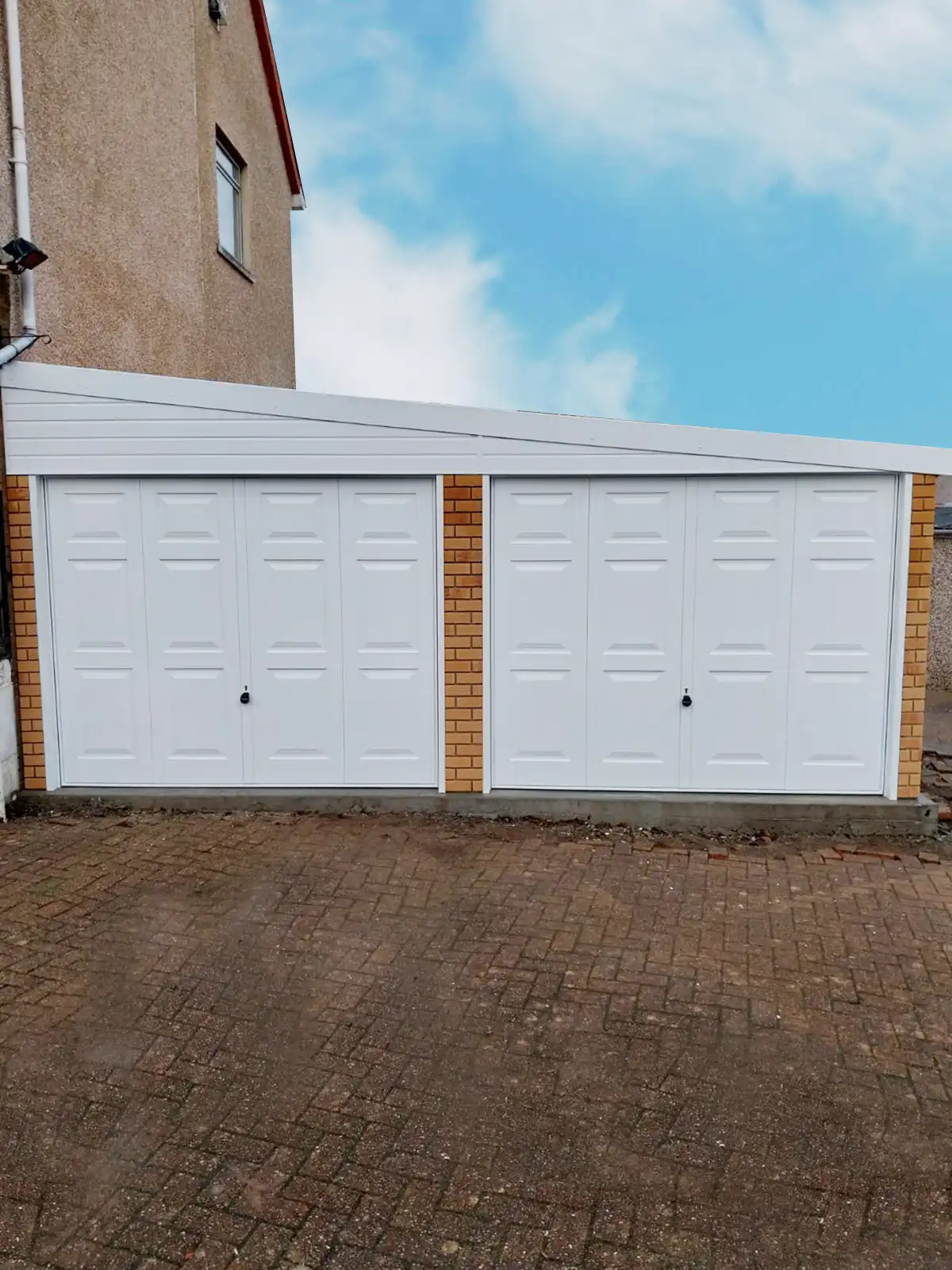 New Apex Lean-To Double Garage Installation in Johnston | Concrete ...