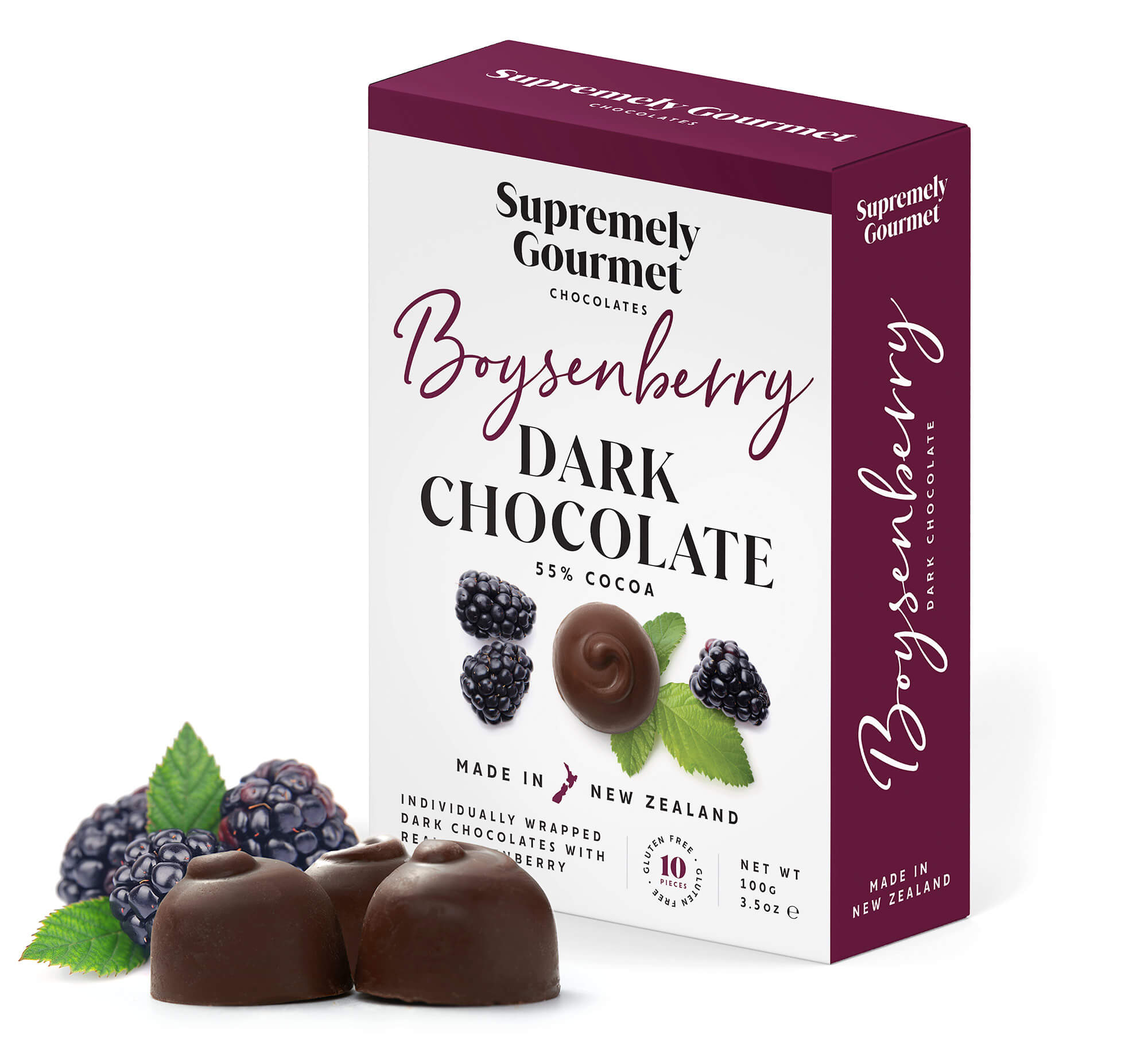 Supremely Gourmet – Boysenberry Dark Chocolates 10 piece