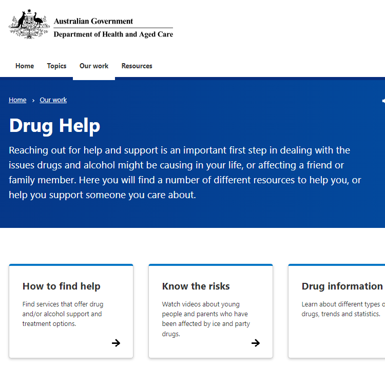 Drug Help - Department of Health and Aged Care - CODE