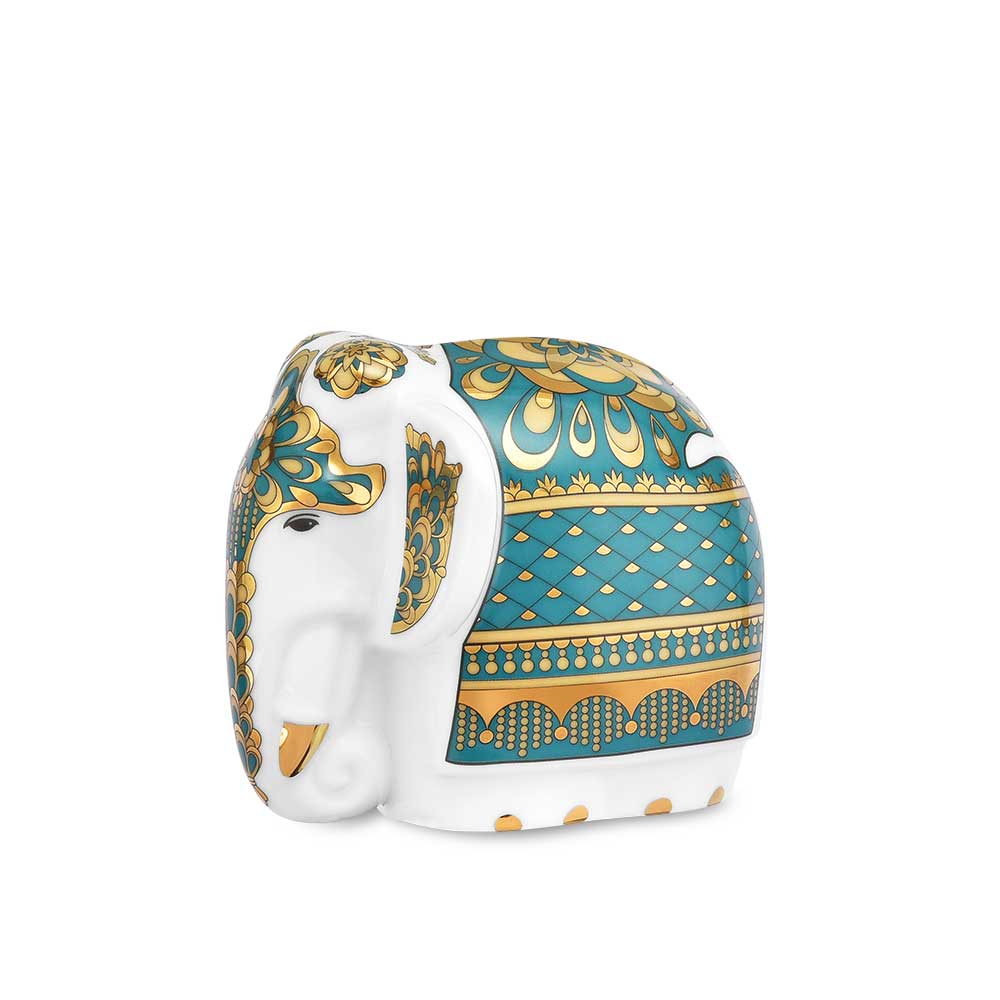 Luxury Elephant Tea Canister Green - Noritake India