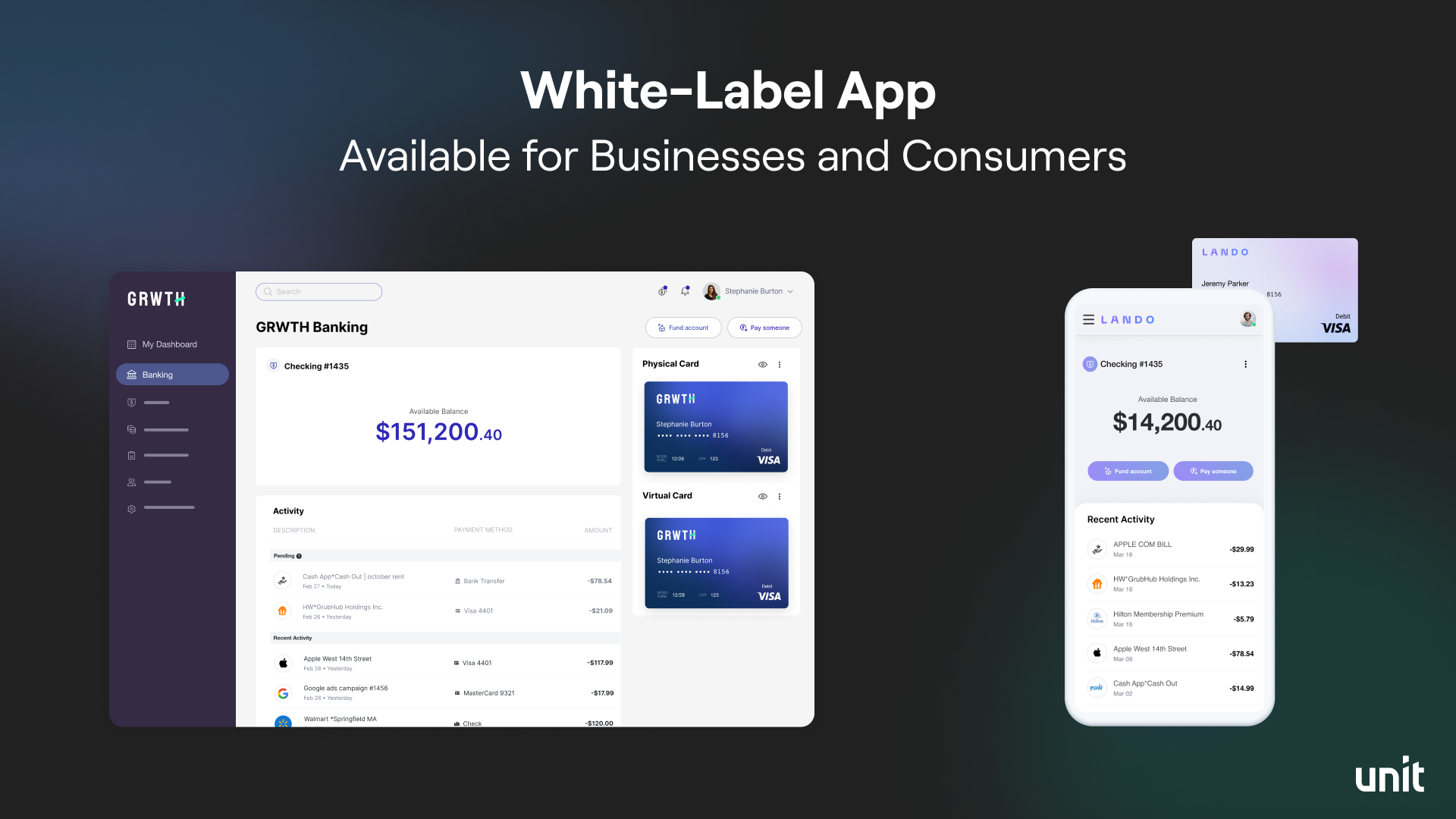 Unit | Introducing White-Label App: The full power of banking and lending – with one line of code