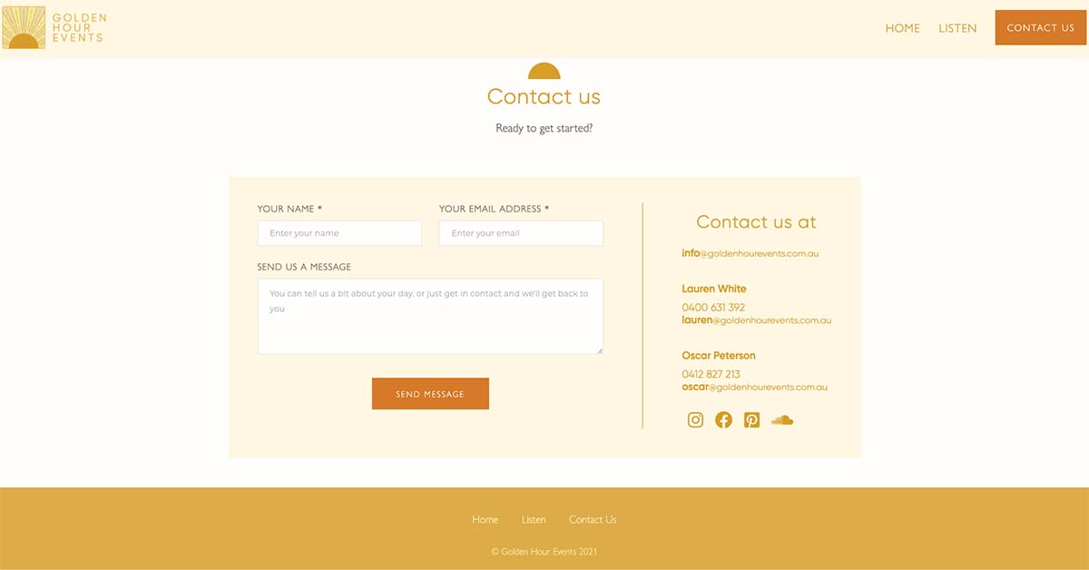 Contact Us | Golden Hour Events - Music for Weddings and Events ...