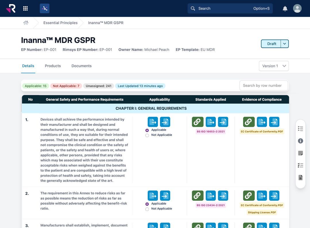 Rimsys Platform | Medical Device Regulatory Information Software
