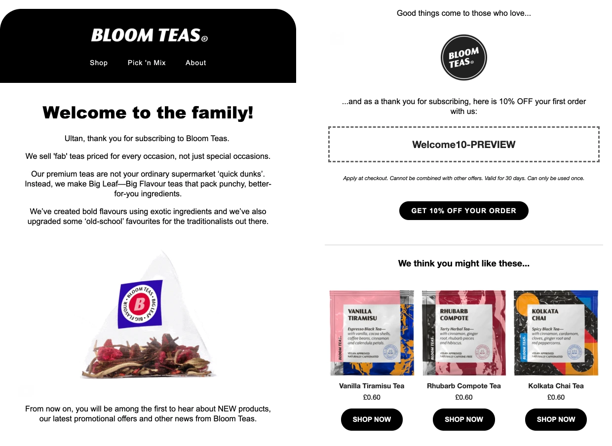 Bloom Teas Email Marketing Case Study - Thooja