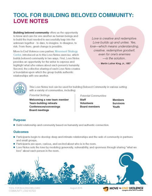 Move to End Violence - Tool for Building Beloved Community: Love Notes