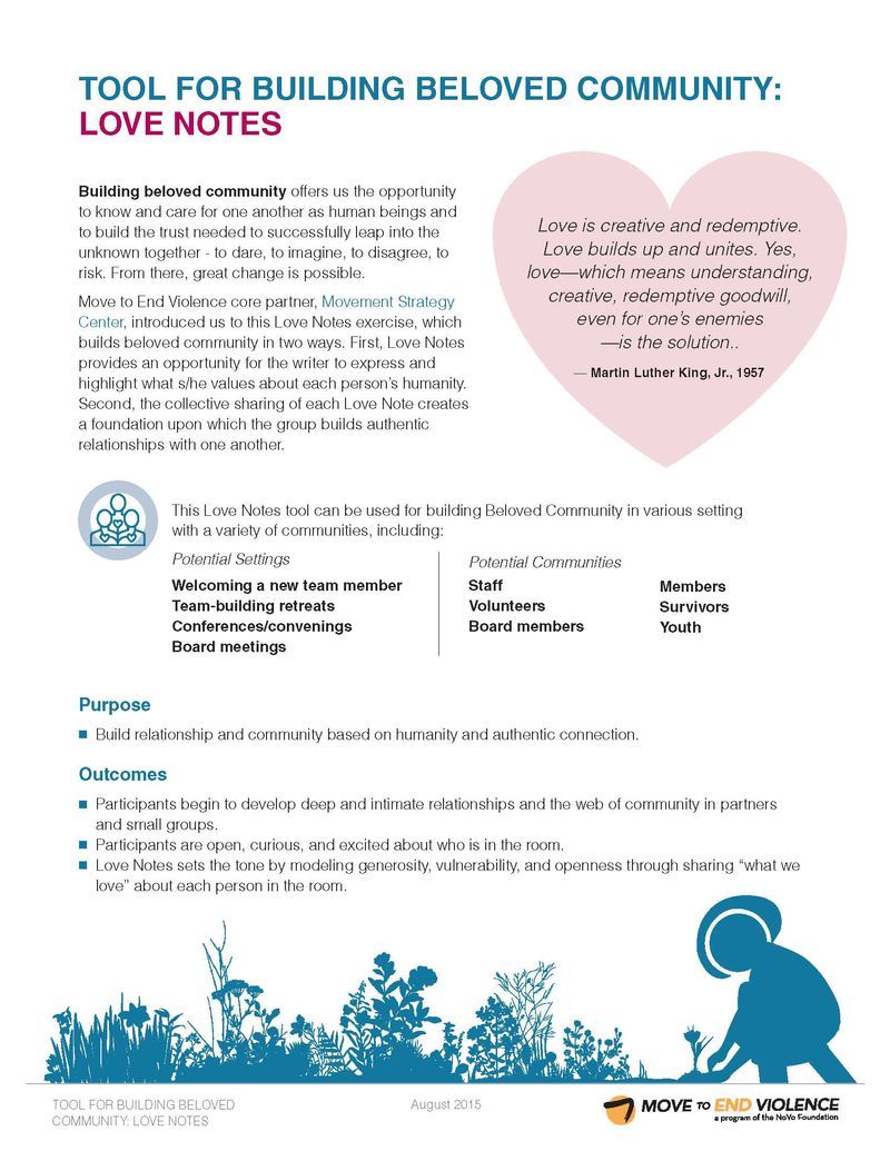 Move to End Violence - Tool for Building Beloved Community: Love Notes