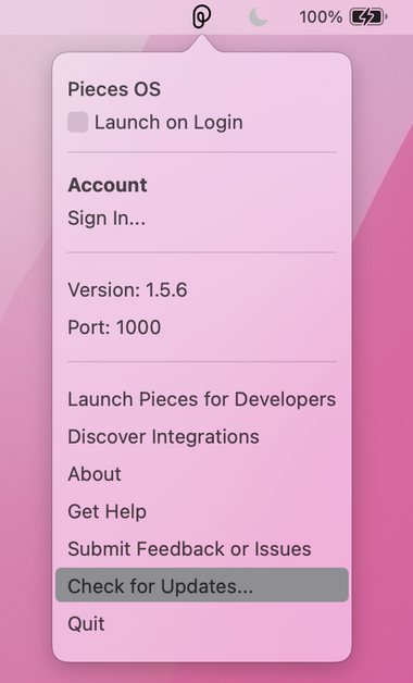 Support Articles: Updating Pieces OS and Pieces for Developers