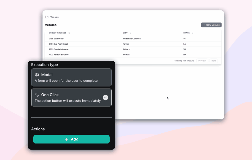 Noloco Product Update - One-click action buttons, a new ‘navigate to’ option in the action ...