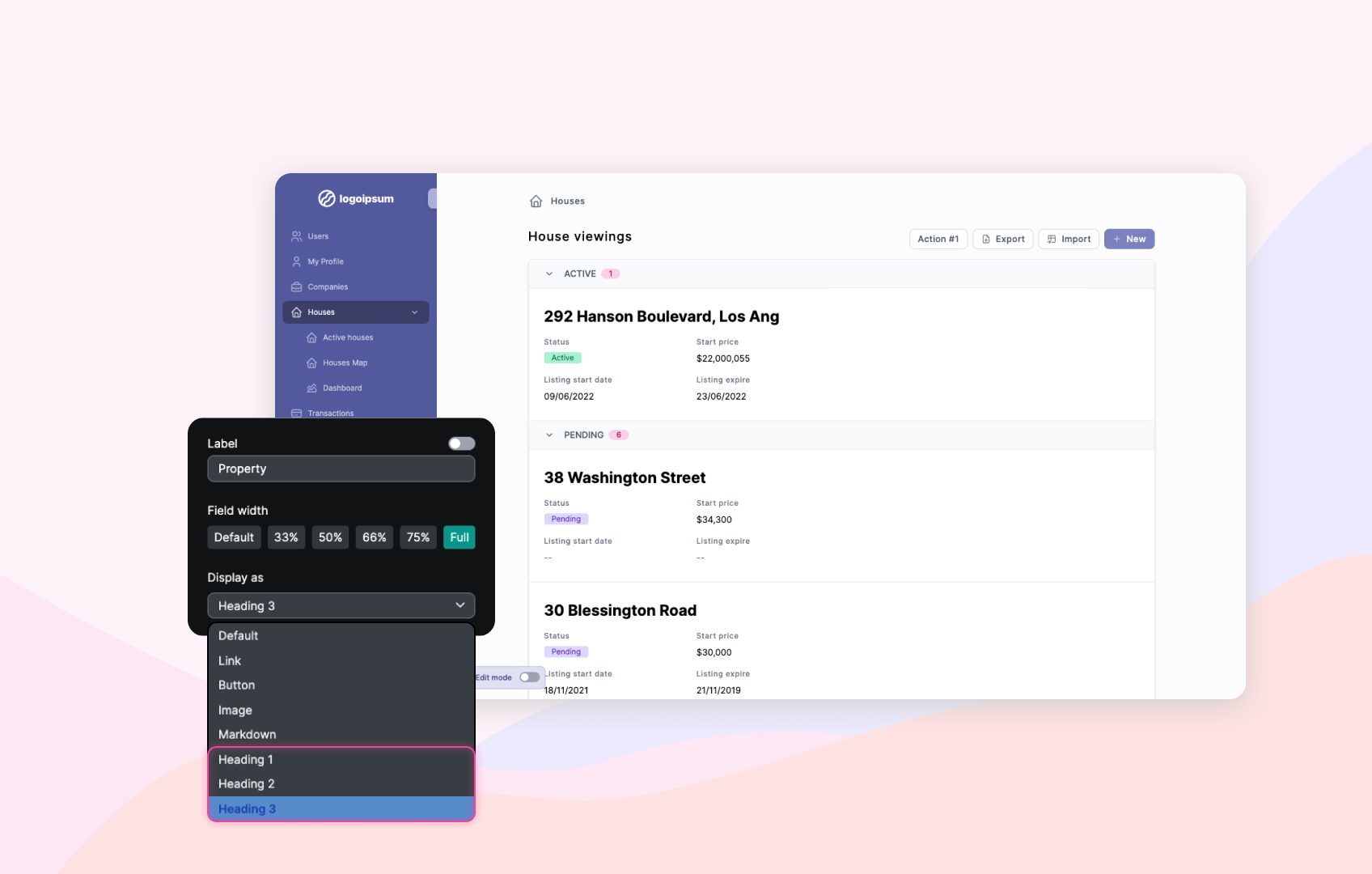 Noloco Product Update - Adding new display options for text fields, grouping map pins based on ...