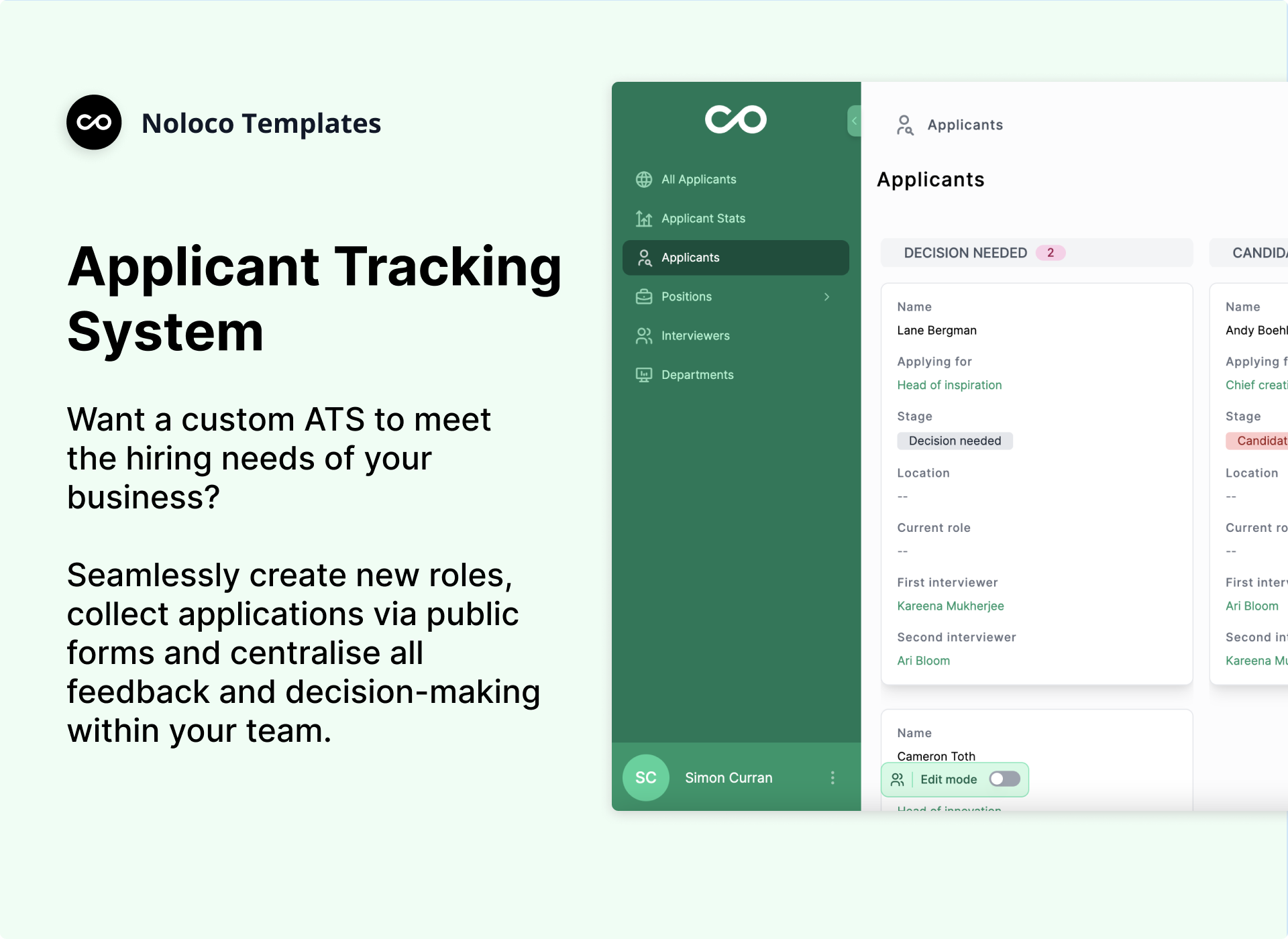 Applicant Tracking System - Noloco Templates