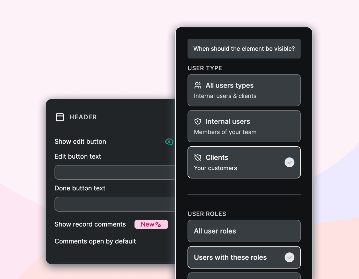 Noloco Product Update - Undo, drag and drop sections & more visibility rules
