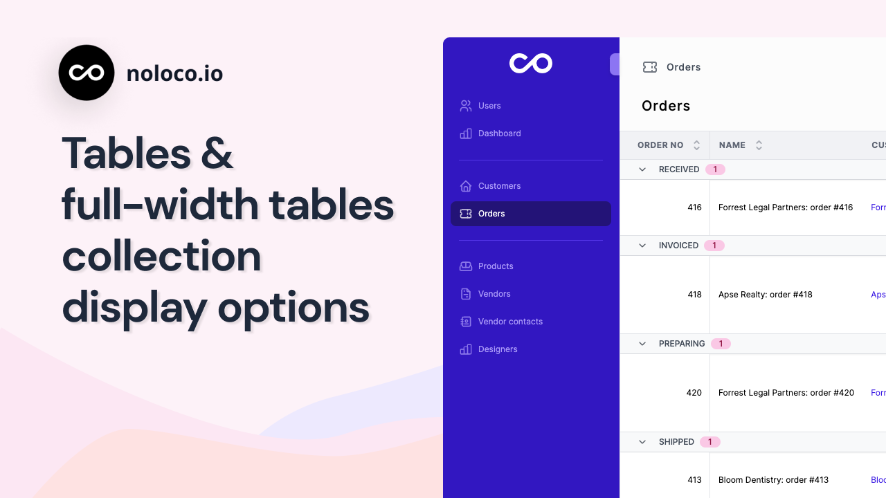 How to add tables & full-width tables to your Noloco app