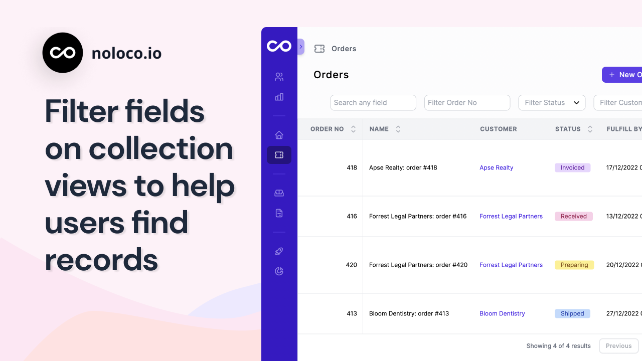 How to add filter fields to collections views in your Noloco app
