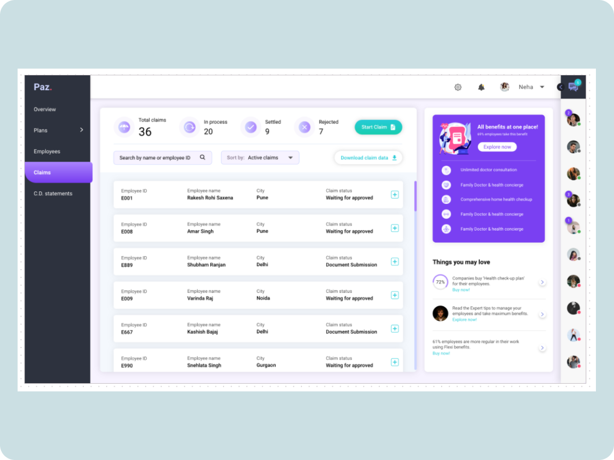 Pazcare Admin/HR dashboard | Login