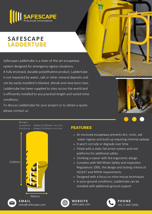 Laddertube Mine Escapeway System | Safescape