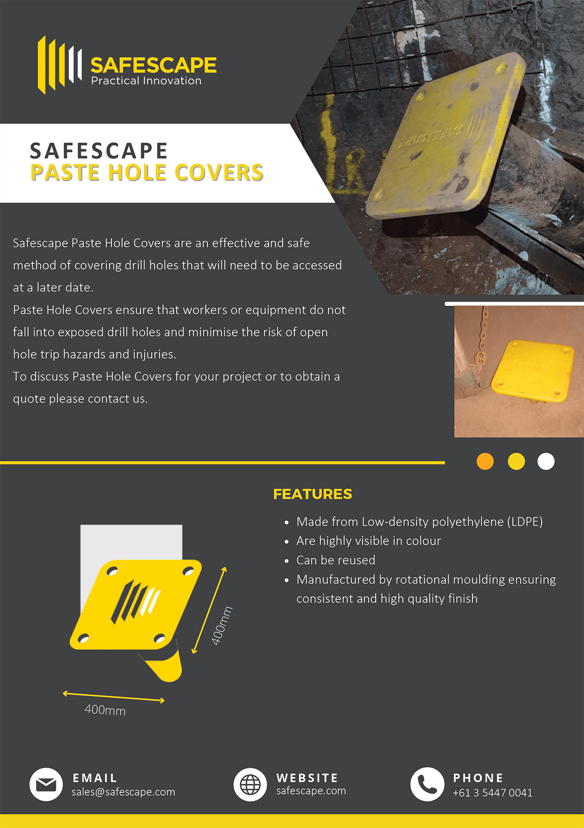 Reusable Poly Paste Hole Covers for Mining | Safescape