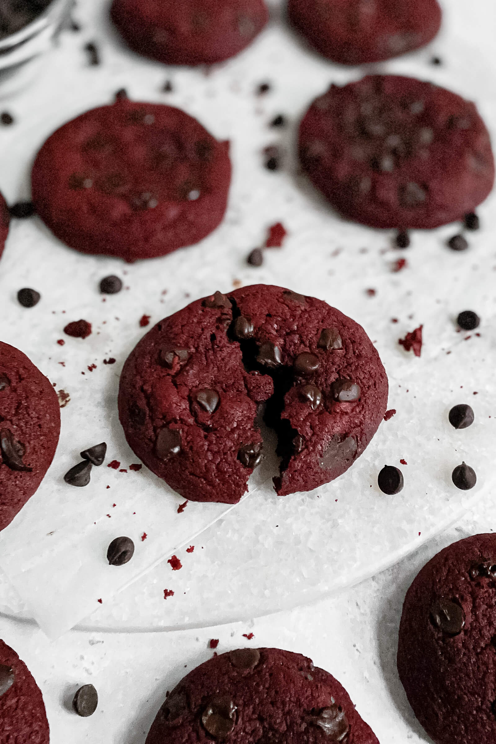 Red Velvet Chocolate Chip Cookies
