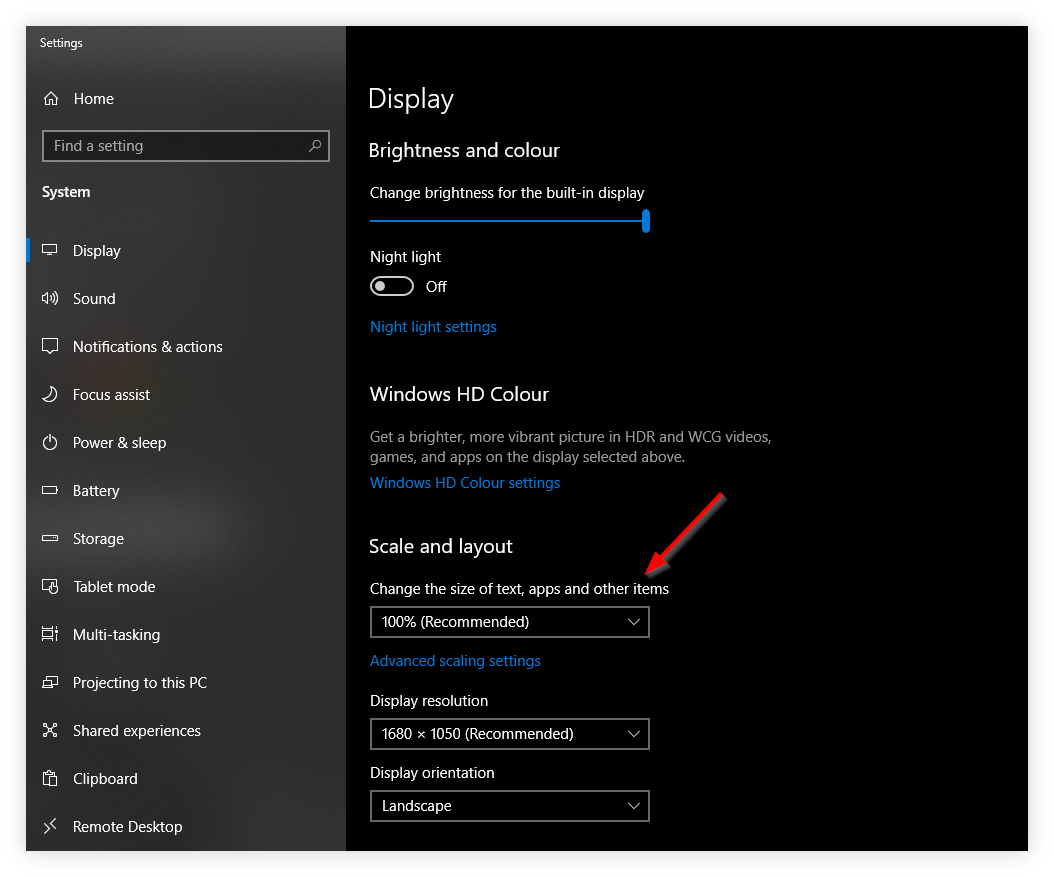 Display scale setting | Miscellaneous | SelfGuide kb