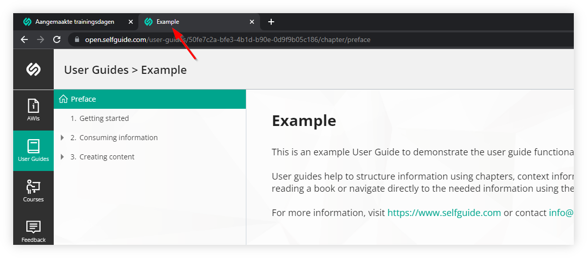18/05 - Page title shows open content | Releases | SelfGuide kb