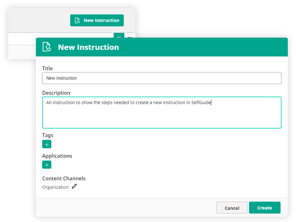 Create an Instruction | Getting Started | SelfGuide kb