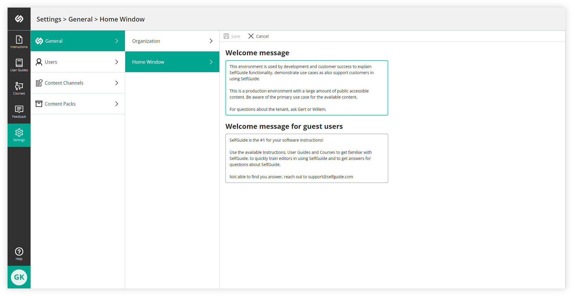 18/04 - Custom guest welcome message | Releases | SelfGuide kb
