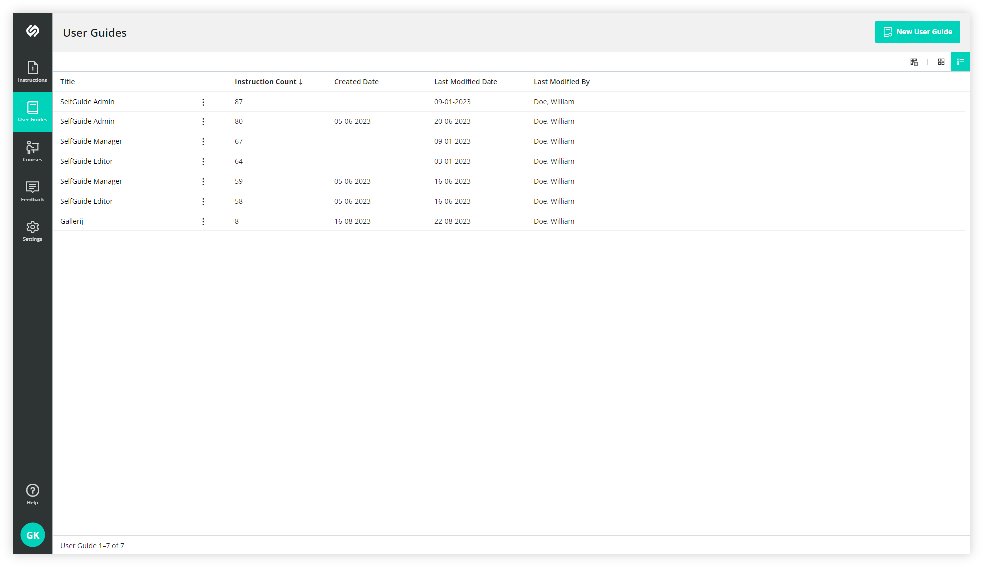 20/09 - List view for User Guides | Releases | SelfGuide kb