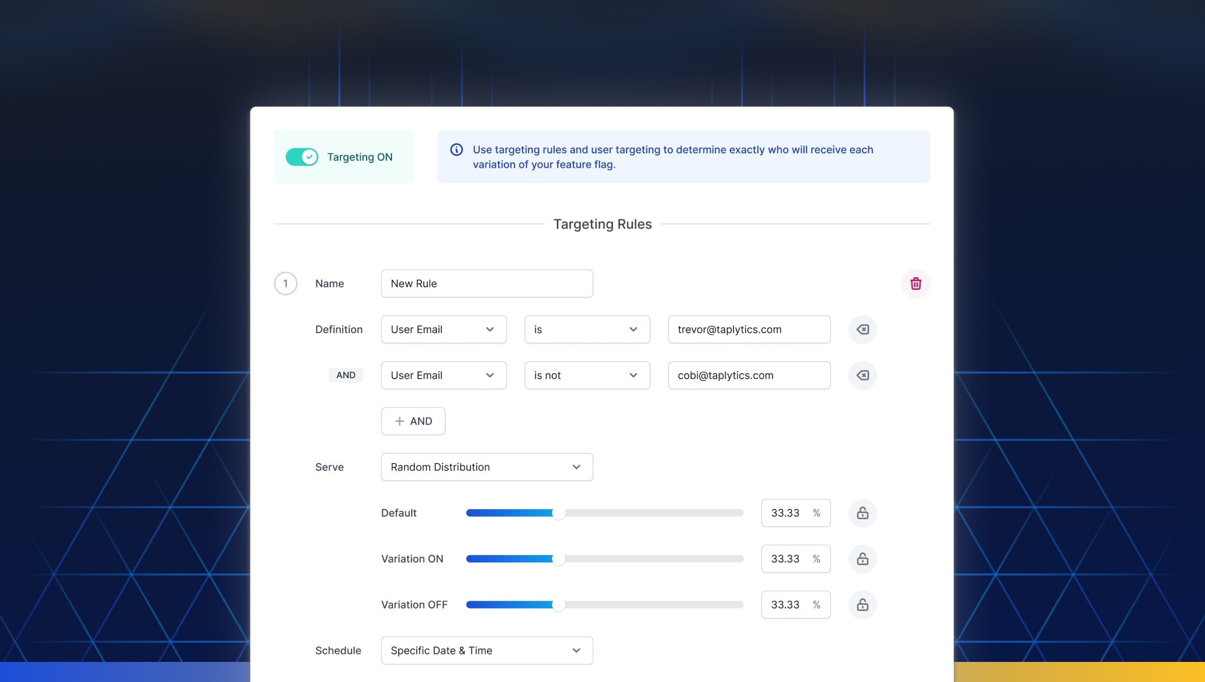 Building a Show Add Targeting Rule with Feature Flags