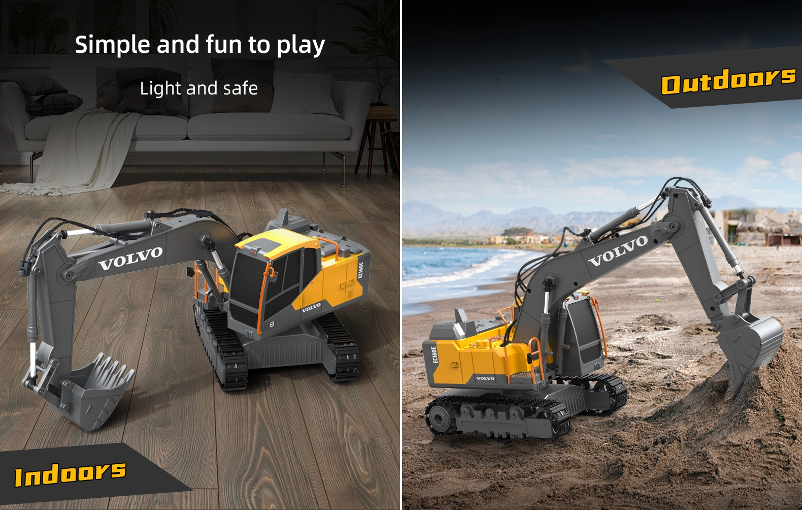 Remote Control Excavator Toy Volvo Model | Double E Toys