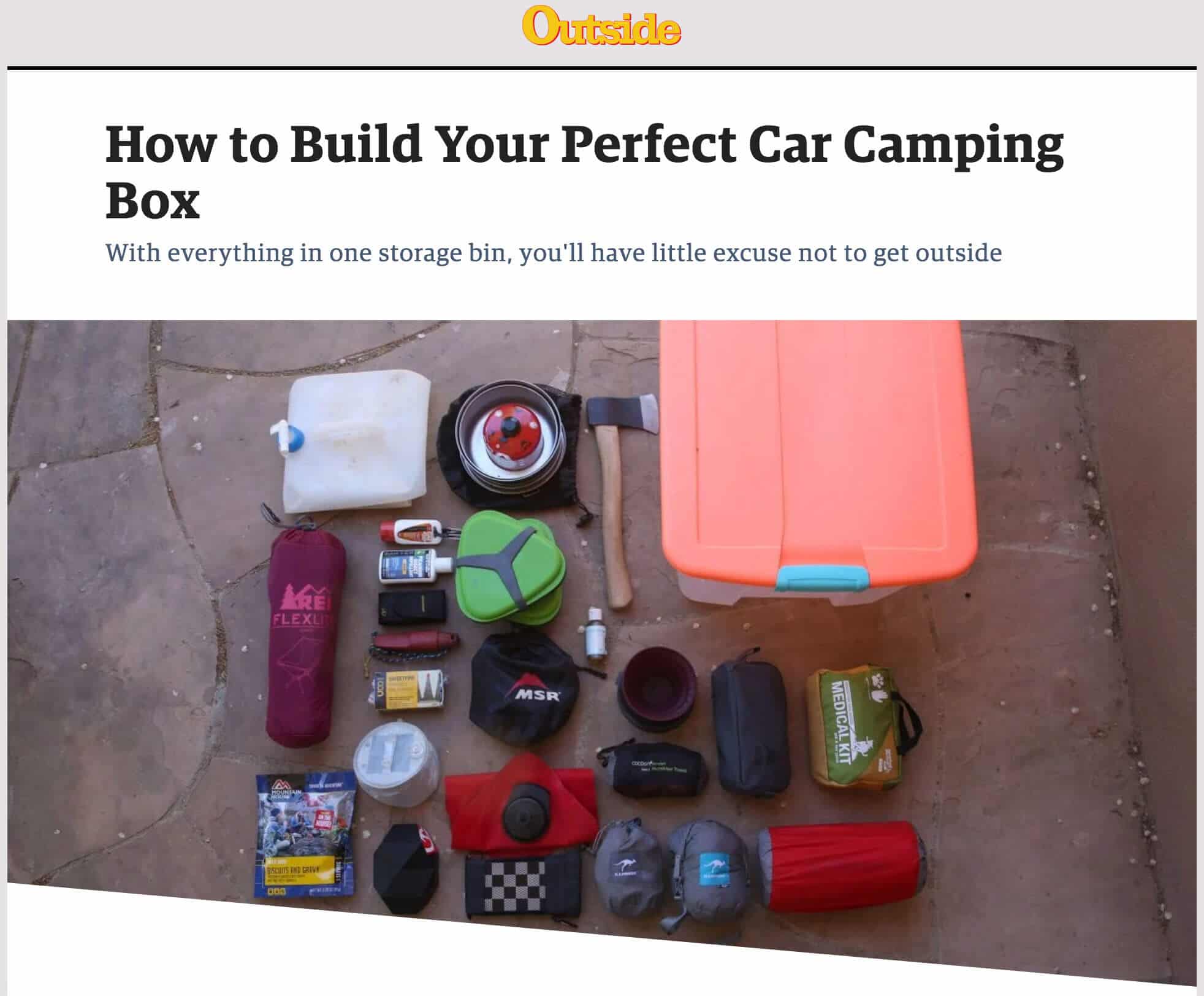 Outside Online: How to Build Your Perfect Car Camping Box