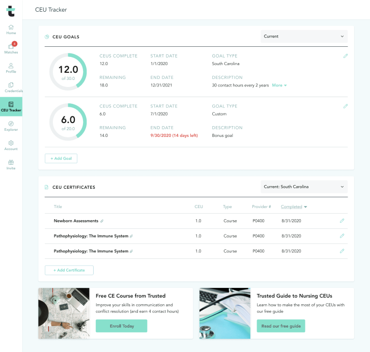 CEU Tracker & Free CEU Course For Nurses | Trusted Health