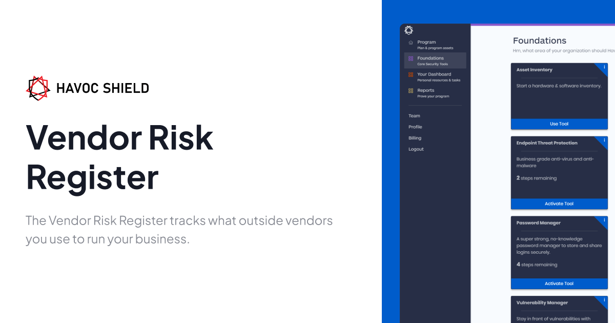 Vendor Risk Register - Havoc Shield
