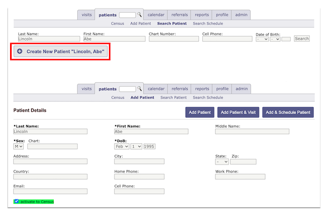 To remove a patient, click on their name from the census and click on ...